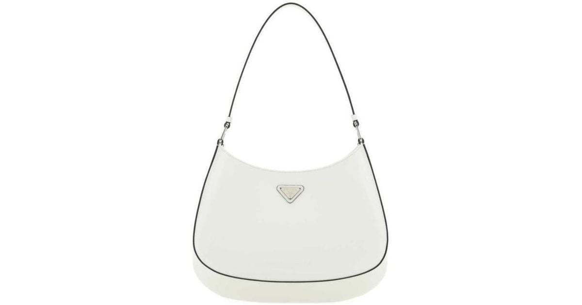 Prada Cleo Brushed Shoulder Bag in White | Lyst