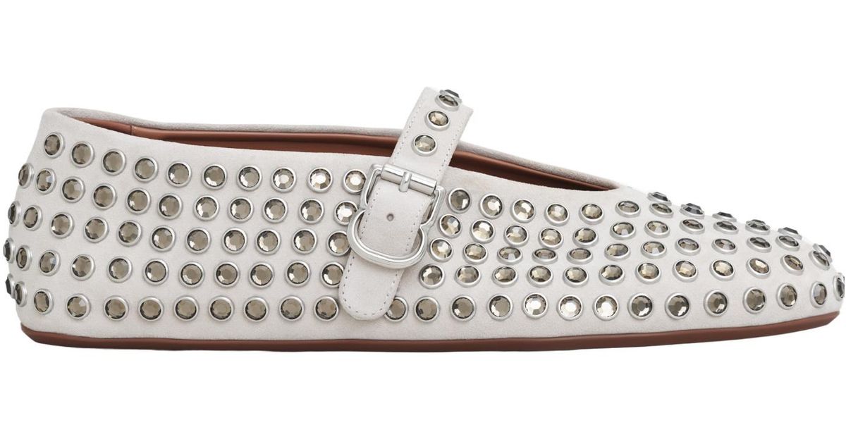 Alaïa Rhinestone Ballet Flats in White | Lyst