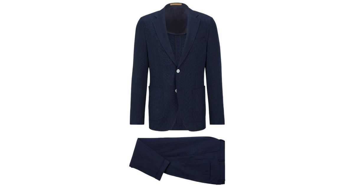 BOSS Pattern Wool Suit in Blue for Men | Lyst