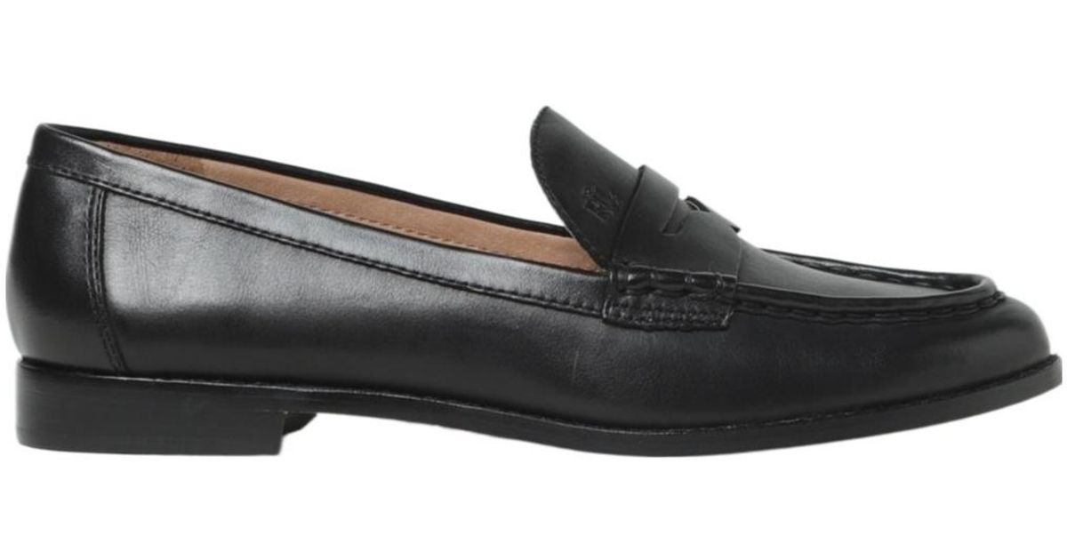 Ralph Lauren Round Head Loafer Shoes in Black | Lyst