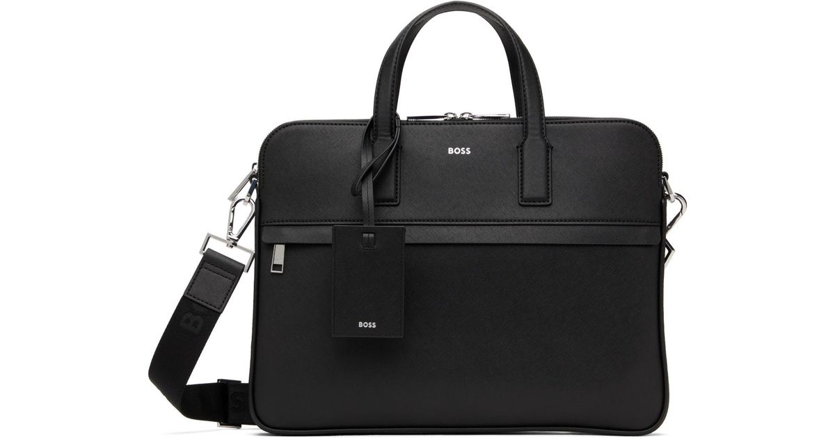 BOSS Saffiano Briefcase in Black for Men | Lyst