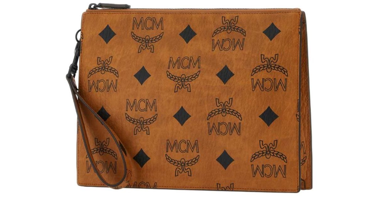 MCM Logo Pattern Clutch in Brown for Men | Lyst