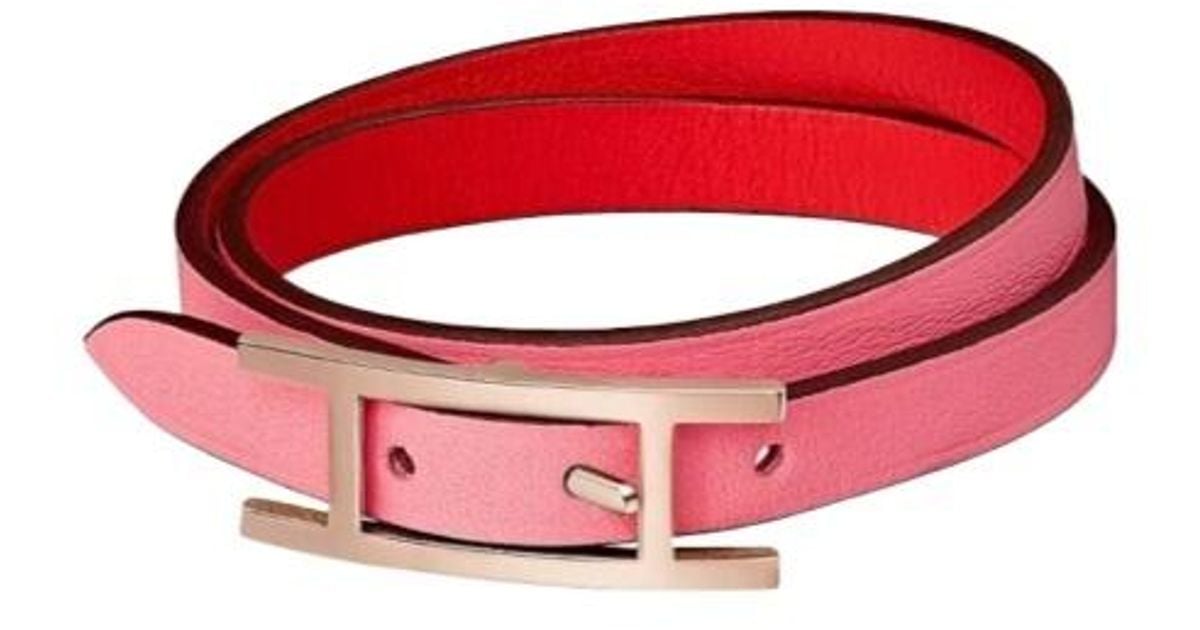 Hermès Behapi Double Loop Bracelet in Red | Lyst