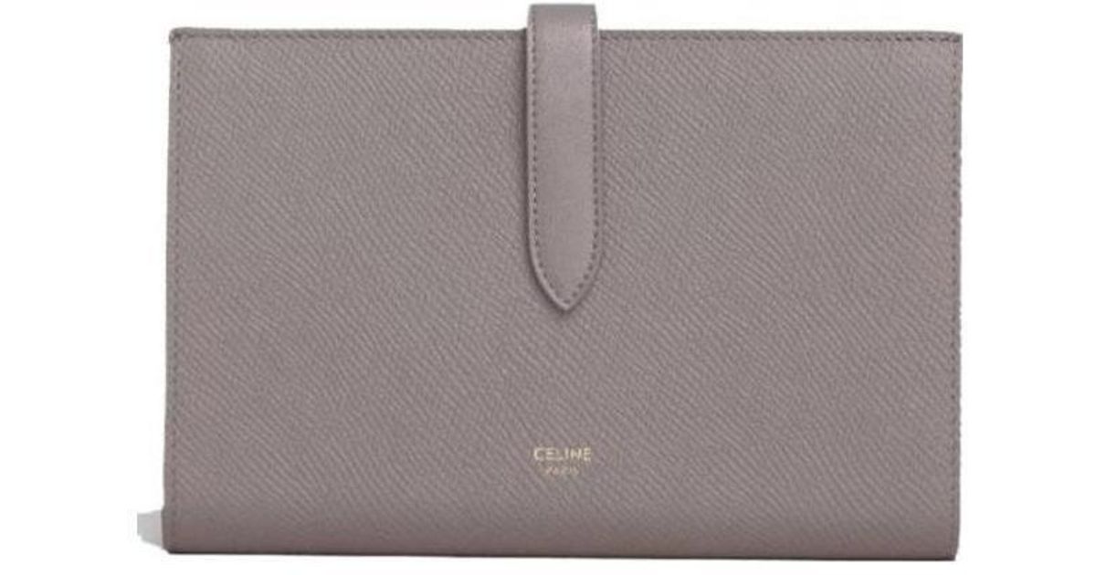 Celine Strap Large Grain Leather Purse in Gray | Lyst