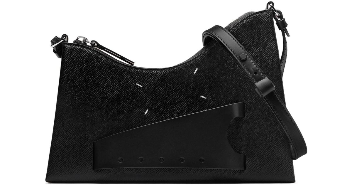Maison Margiela Small Snatched Leather Shoulder Bag in Black | Lyst