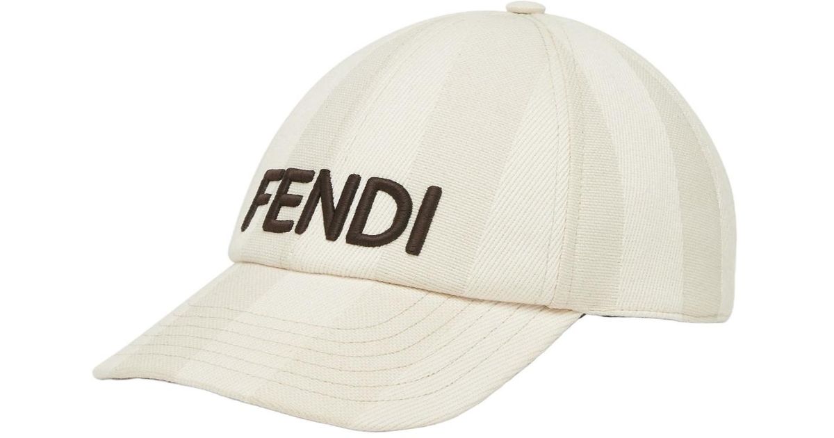 Fendi Logo-Embroidered Cap in White | Lyst