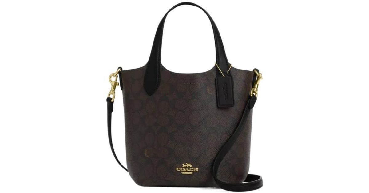 COACH Hanna Bucket Bag Signature Canvas in Black | Lyst