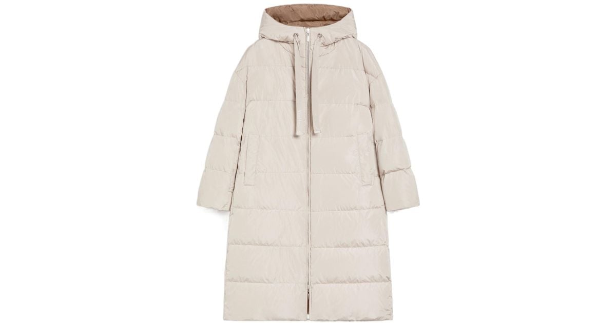 Max Mara Long Double-Sided Down Jacket in Natural | Lyst