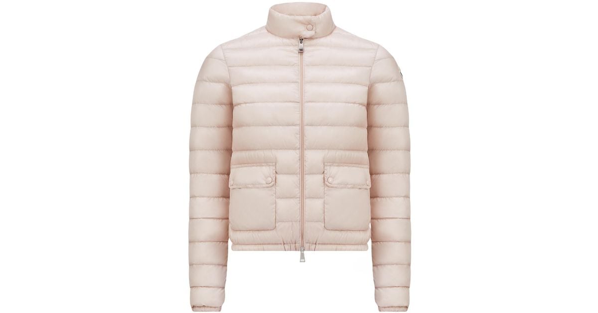 Moncler Lans High Neck Zip-Up Padded Jacket in White | Lyst