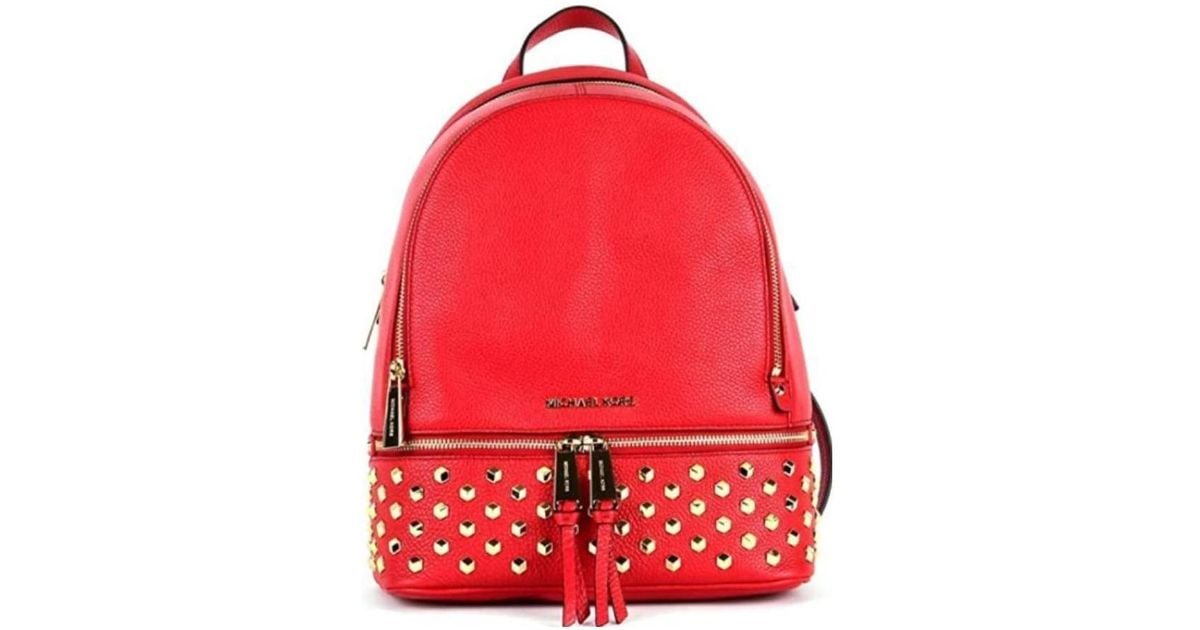 Michael Kors Rivet Detail Backpack in Red | Lyst