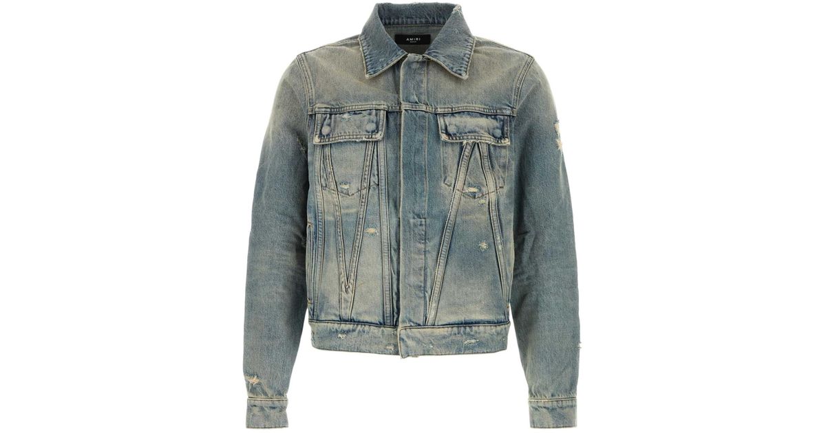 Amiri Faux Denim Jacket in Blue for Men | Lyst