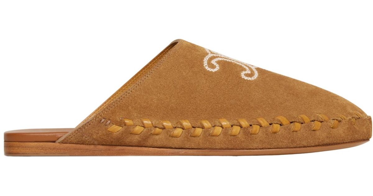Celine Marlou Triomphe Mule in Brown for Men | Lyst