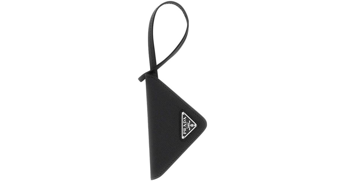 Prada Triangle Logo Luggage Tag in Black for Men | Lyst