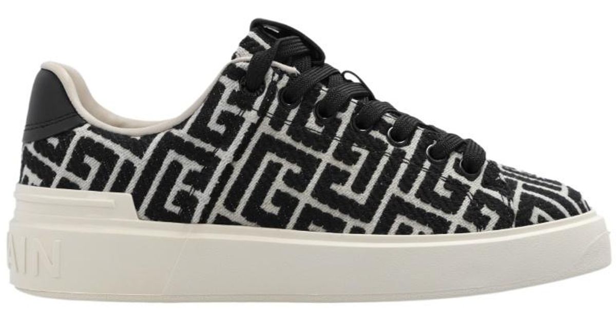 Balmain B-Court Monogram Sneakers in Black | Lyst