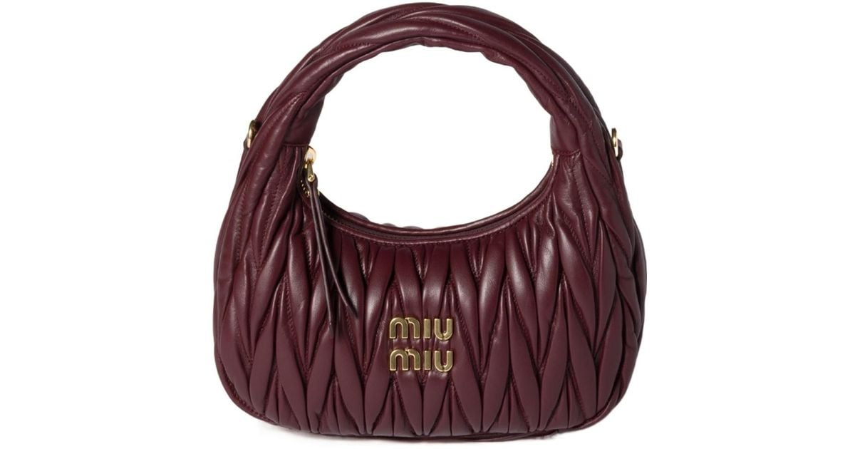 Miu Miu Wander Matelassé Nappa Leather Hobo Bag in Purple | Lyst