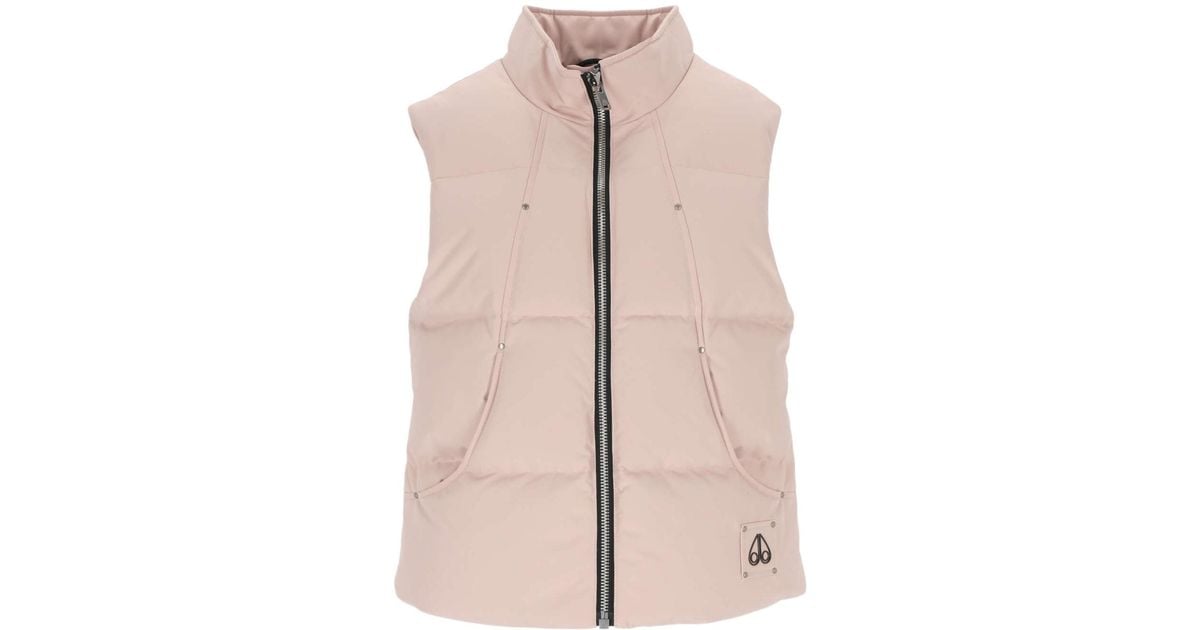 Moose Knuckles Sleevless Down Vest in Pink | Lyst