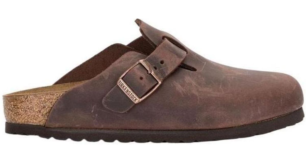 Birkenstock Boston Open-Selvage Slippers in Brown | Lyst