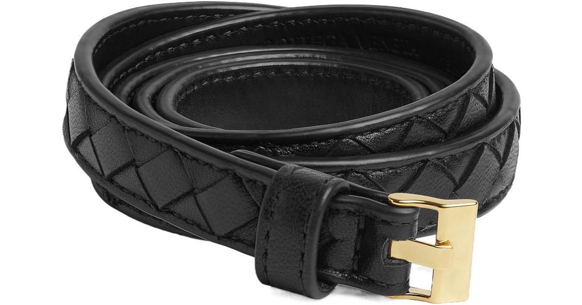 Bottega Veneta Intrecciato Thin Watch Belt in Black | Lyst
