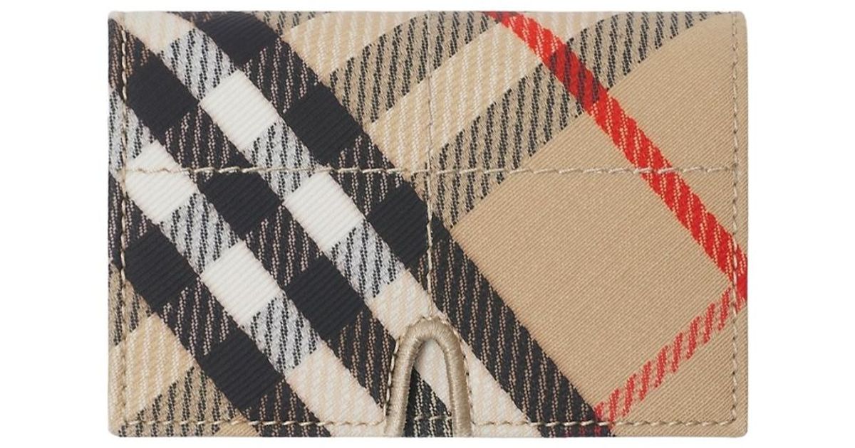 Burberry Snip Check Snap Card Holder in White | Lyst
