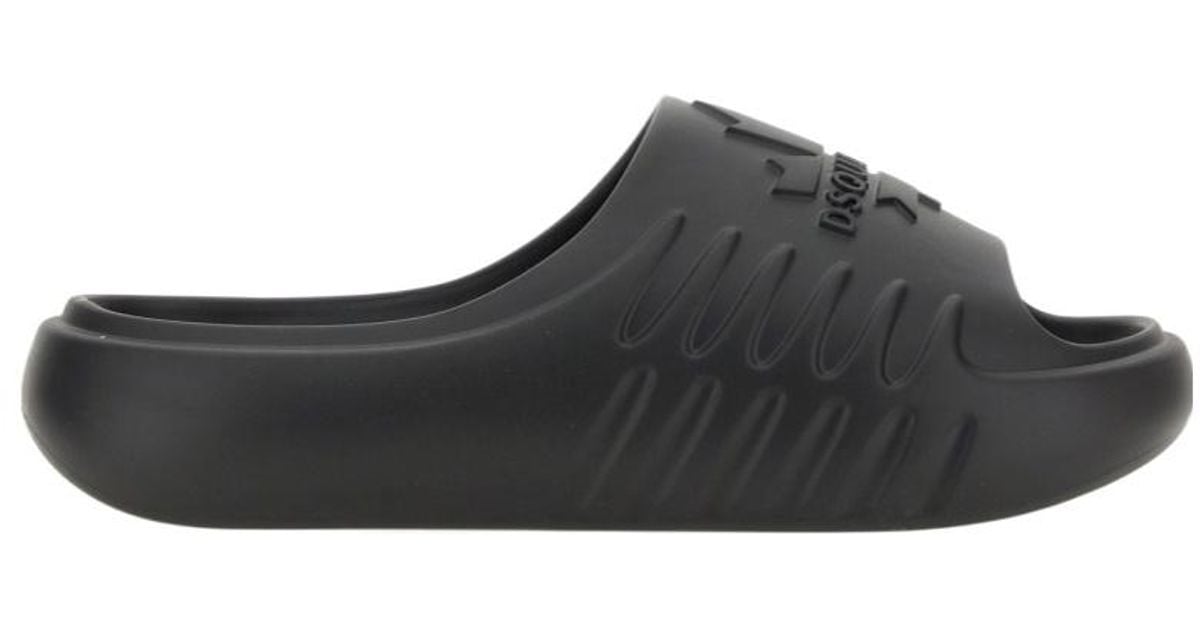 DSquared² Logo Embossed Slip-On Slides in Black for Men | Lyst
