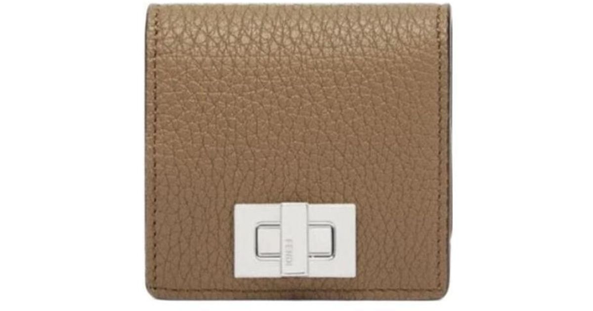 Fendi Logo Details Card Bag in Brown | Lyst