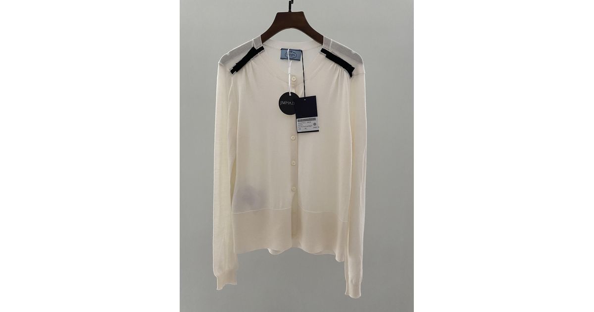 Prada Button Cardigan in Gray | Lyst