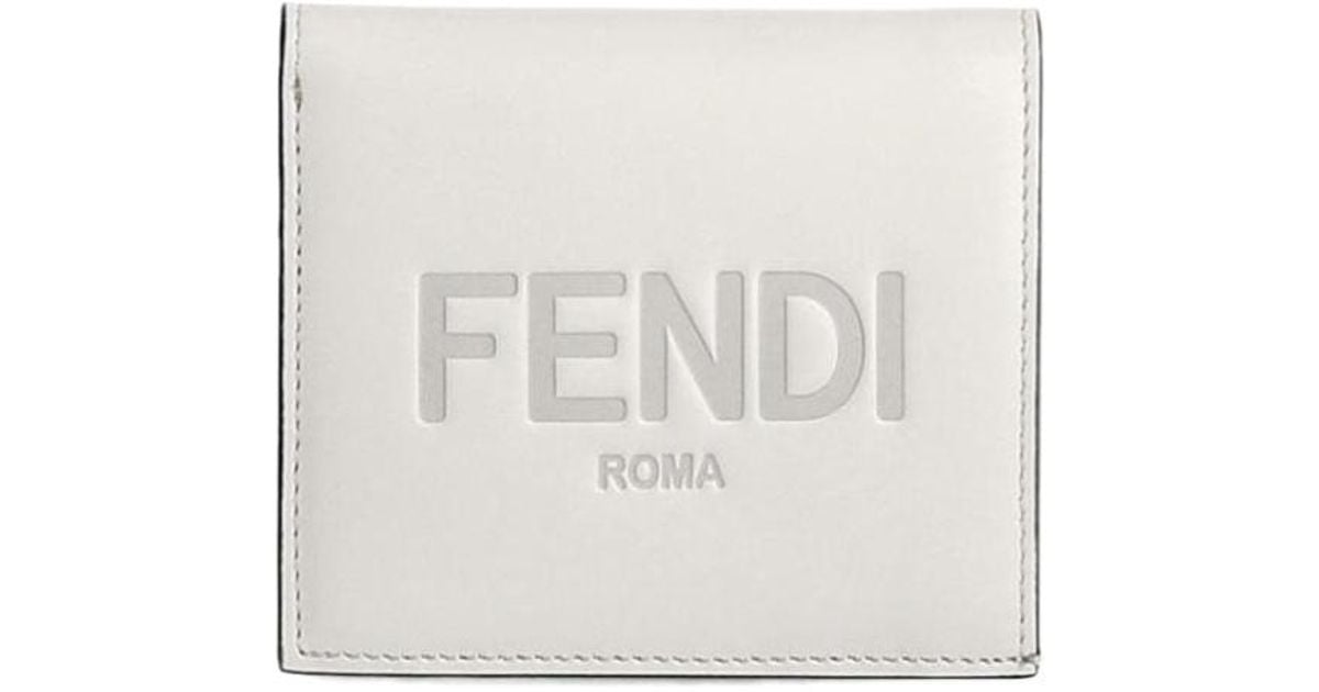 Fendi Roma Double-Folded Logo Wallet in White | Lyst