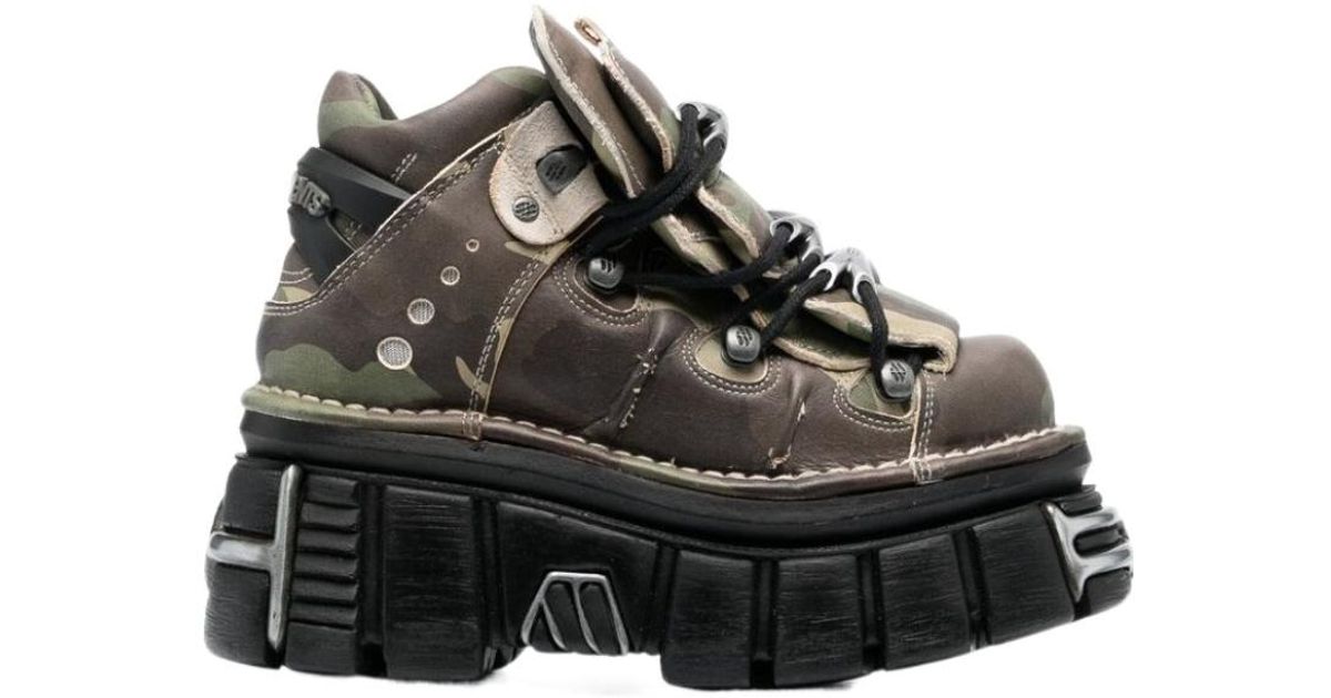 Vetements X New Rock Camo Printed Platform Sneakers in Black for Men | Lyst