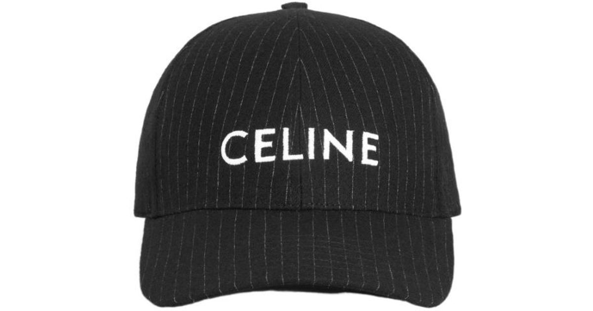 Celine Logo Baseball Cap in Black for Men | Lyst