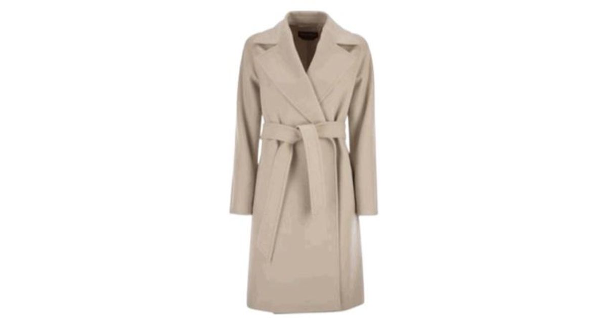 Max Mara Studio Dravenna Belted Coat in Natural | Lyst