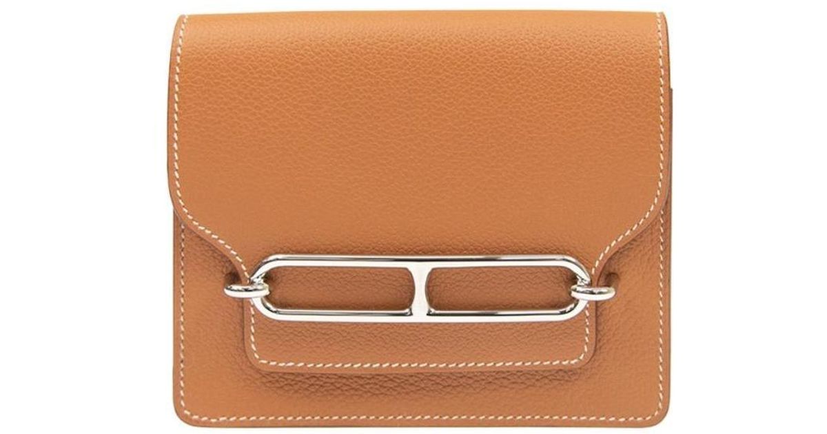 Hermès Roulis Slim Logo Details Wallet in Brown | Lyst