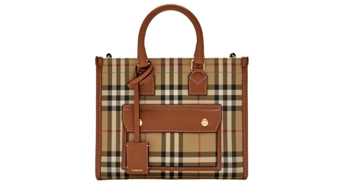 Burberry Mini Freya Tote Bag in Brown | Lyst