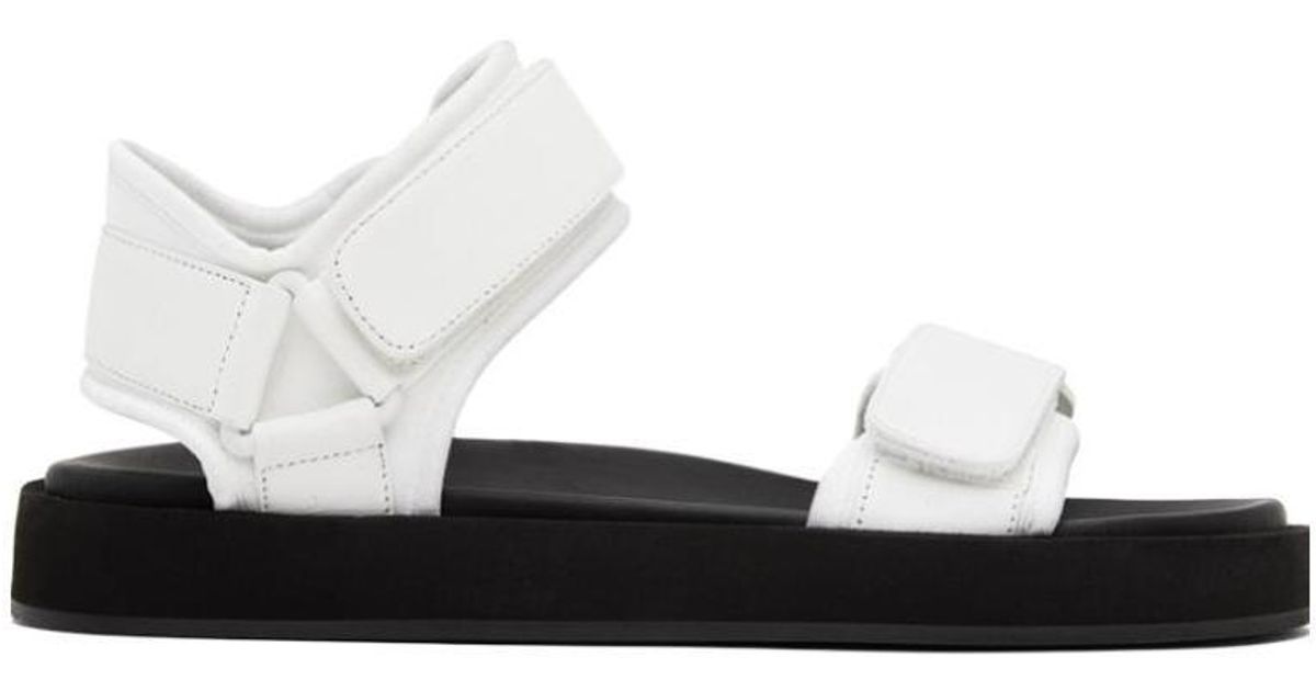 The Row Hook-And-Loop Flat Sandals in White | Lyst