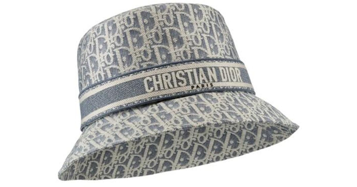 Dior D-Bobby Oblique Small Brim Bucket Hat in White | Lyst