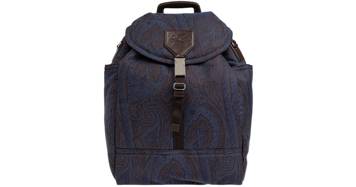 Etro Logo Backpack in Blue for Men | Lyst