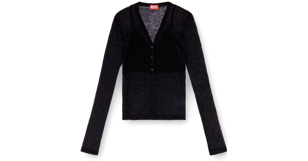 DIESEL M-Arina Semi-Sheer Cardigan in Black | Lyst