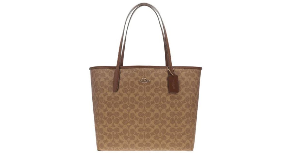 COACH Logo Pattern Tote Bag in Brown | Lyst