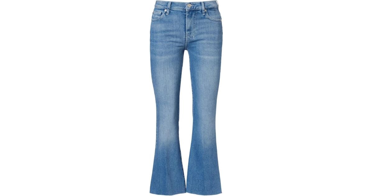 7 For All Mankind Dojo Cropped Flared Jeans in Blue | Lyst UK