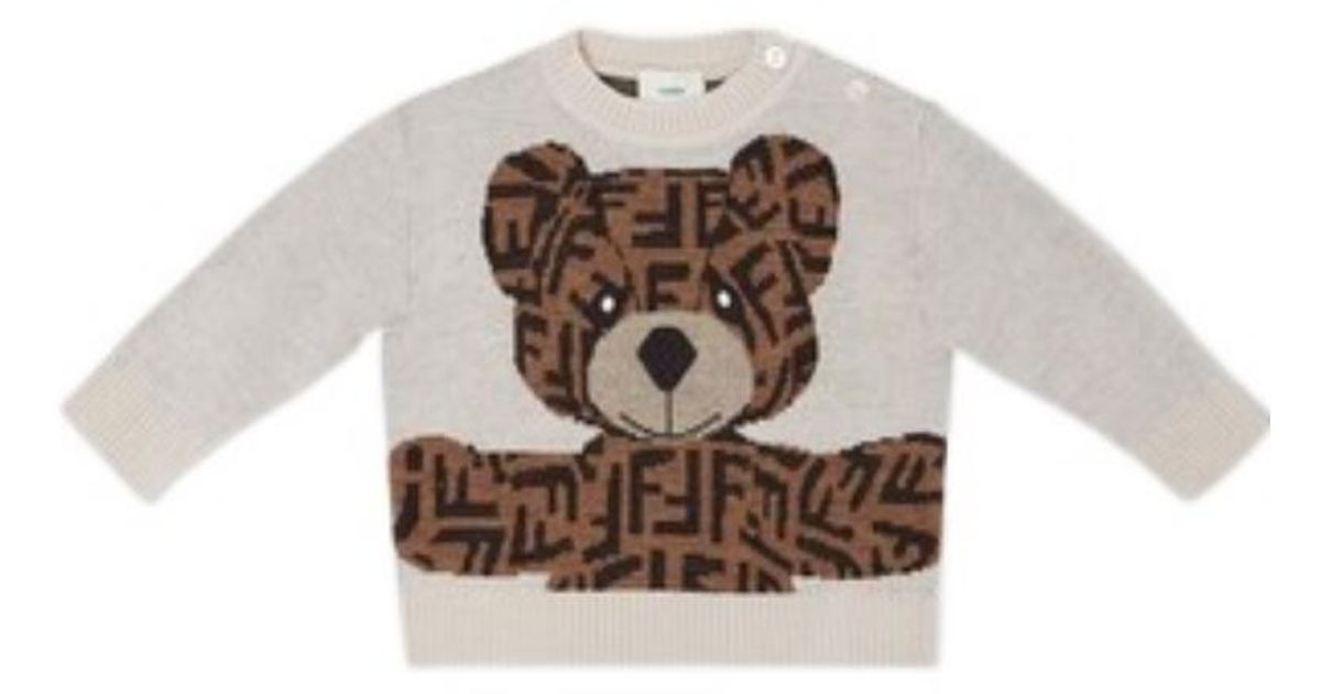 Fendi Teddy Bear Monogram-Print Jumper in White | Lyst