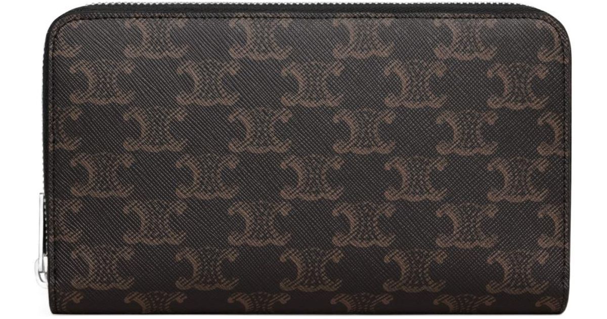 Celine Large Triomphe Logo Wallet in Black for Men | Lyst