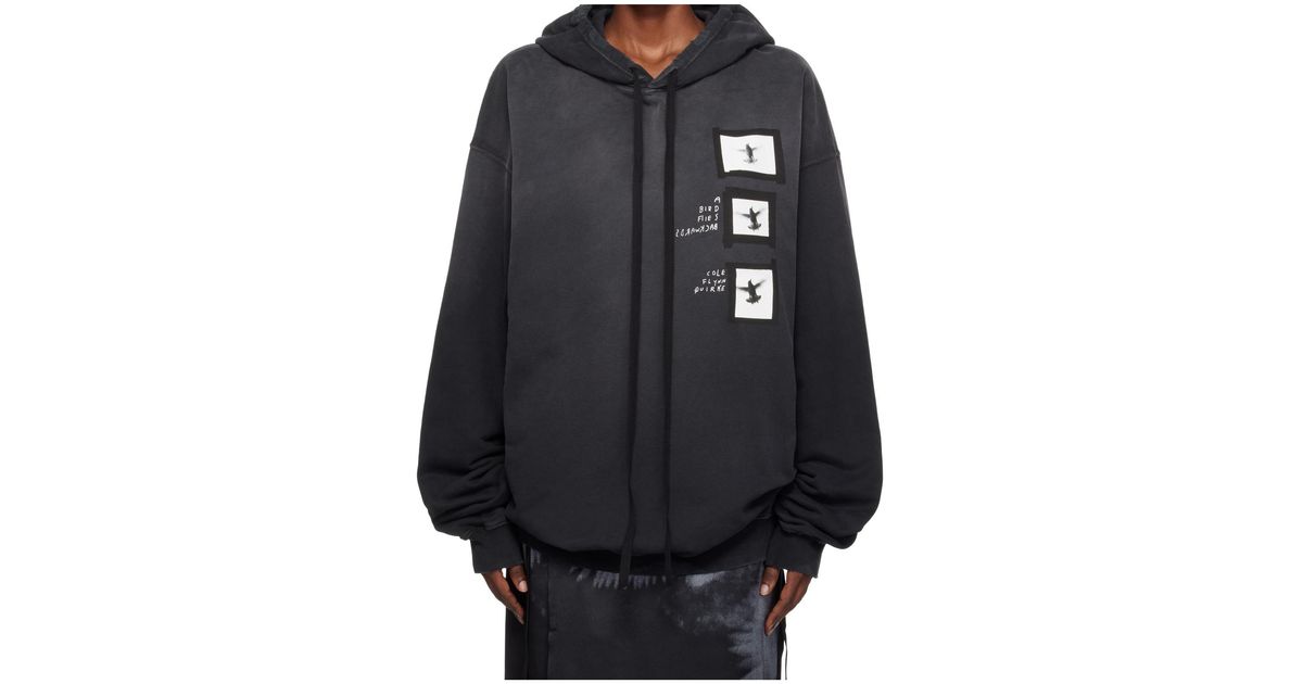 Ann Demeulemeester Anne Marie 'Doves' High Comfort Hoodie in Black | Lyst