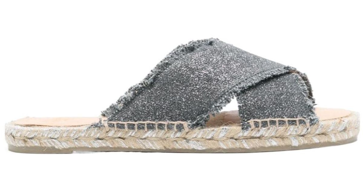 Castañer Palmera Cross-Belt Slippers in Gray | Lyst