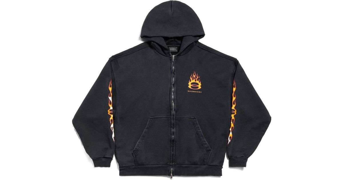 Balenciaga Burning Unity Logo Zipped Hoodie in Blue for Men | Lyst