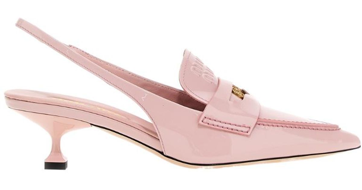 Miu Miu Pointed Buckles High Heels in Pink | Lyst