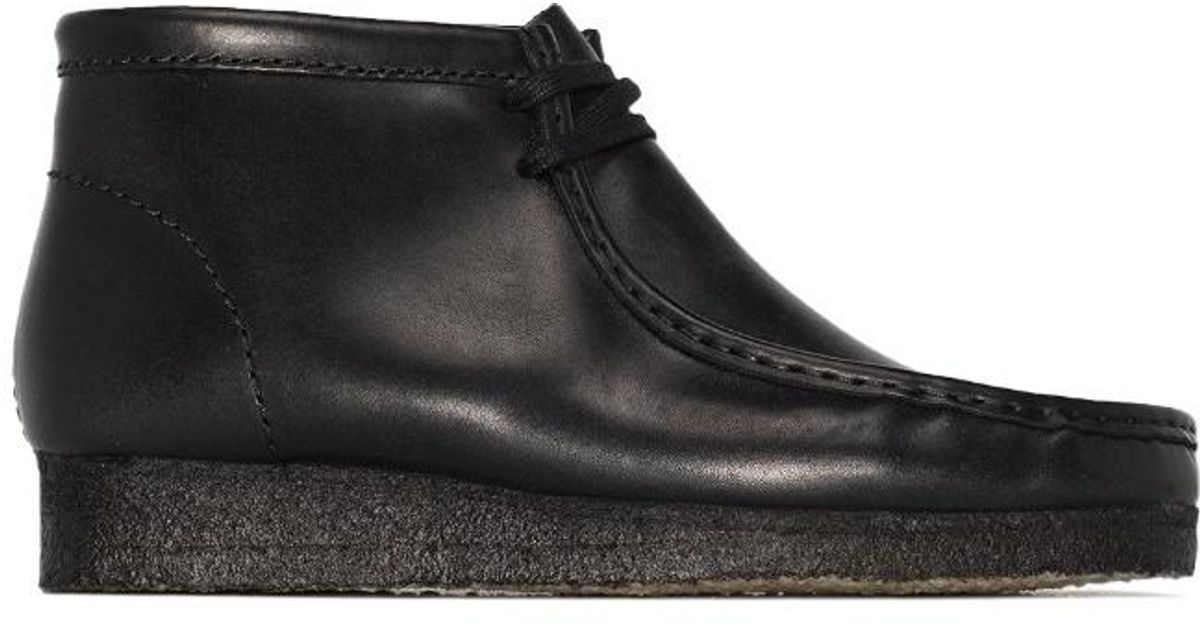 Clarks Wallabee Leather Desert Boots in Black for Men | Lyst
