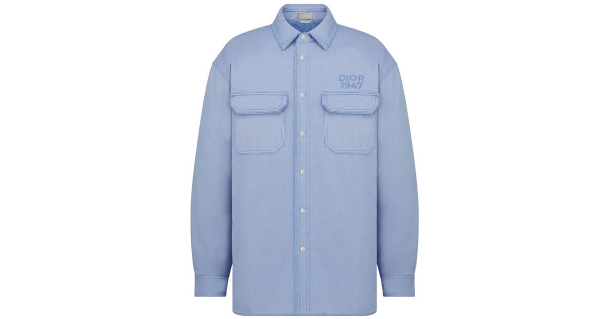 Dior Logo Jacket Shirt in Blue for Men | Lyst