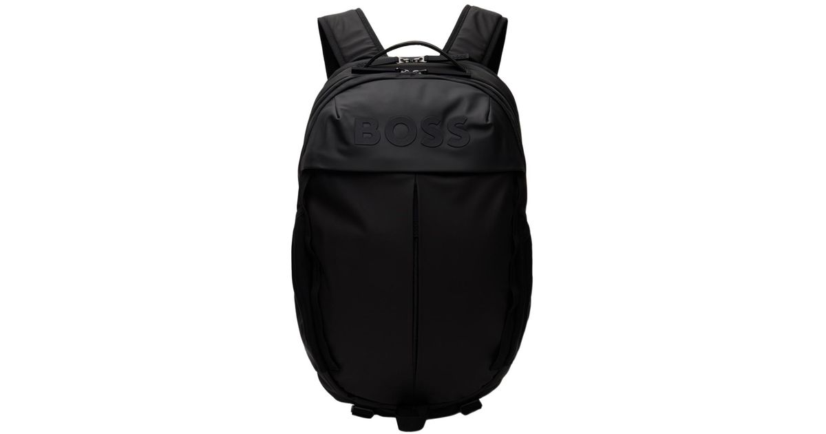 BOSS Raised-Logo Zipped Backpack in Black for Men | Lyst