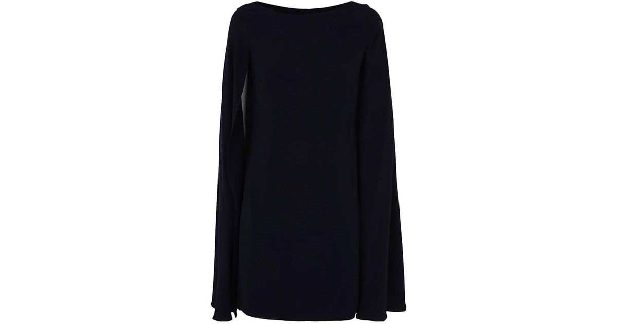 Ralph Lauren Cape-Overlay Short Dress in Blue | Lyst