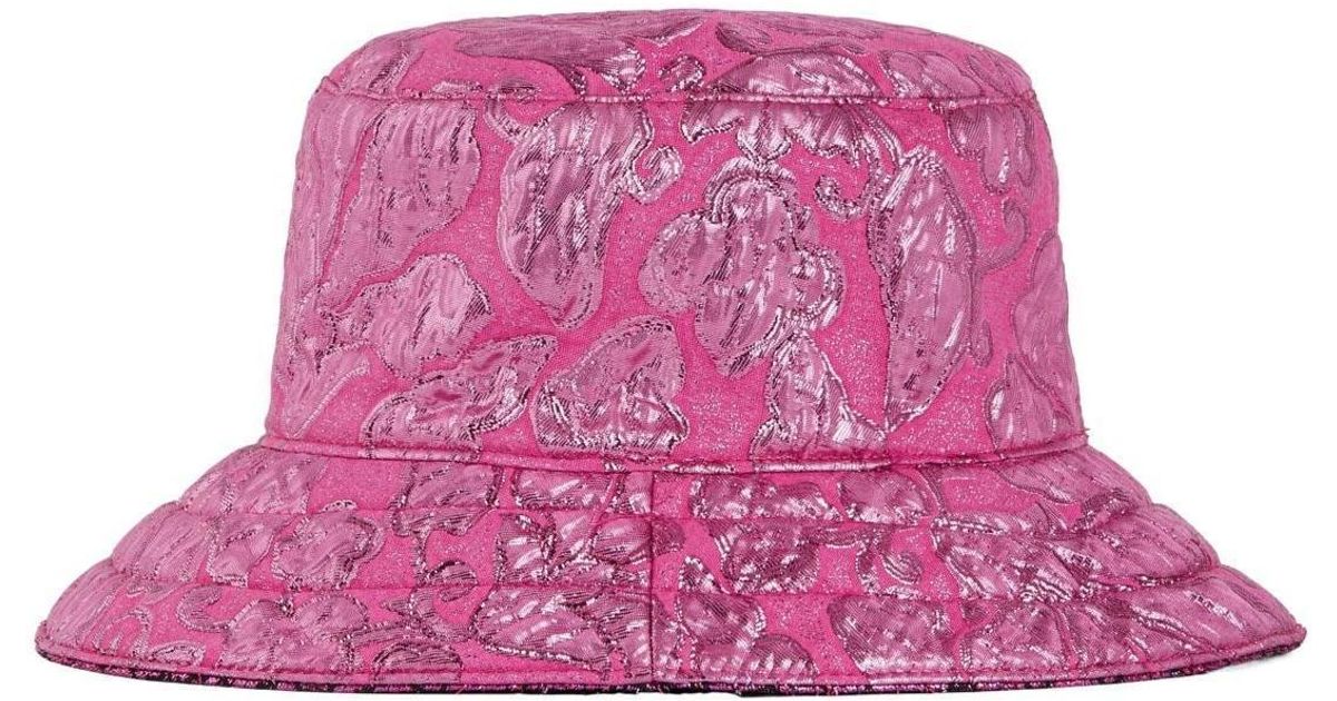 Gucci Metallic Jacquard Reversible Bucket Hat in Pink | Lyst