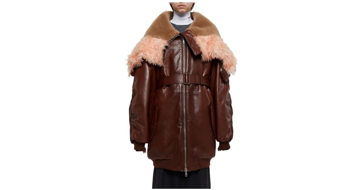 Prada Wool Overcoat With Large Outline in Brown | Lyst